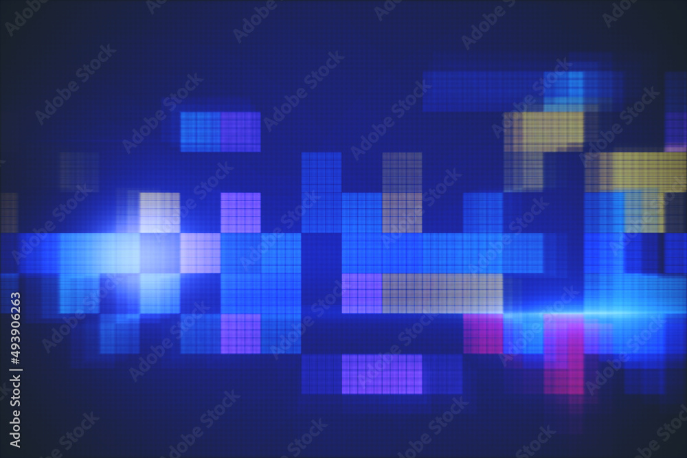 Abstract colorful blurry pixel blocks background. Bg and technology ...