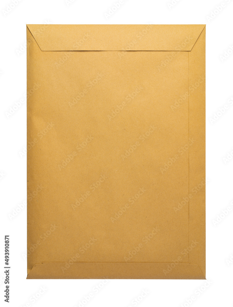 Brown envelope front and back isolated on white background. Letter top view. Stock Photo | Adobe ...