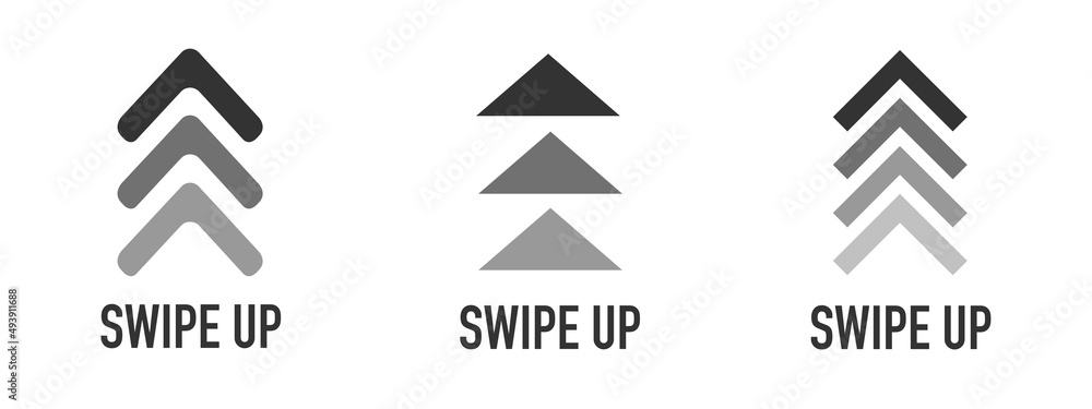Swipe up icon set isolated for stories design. Swipe up buttons set for ...