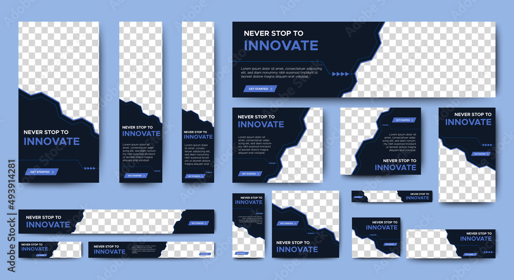 set of modern web banners of standard size with a place for photos ...