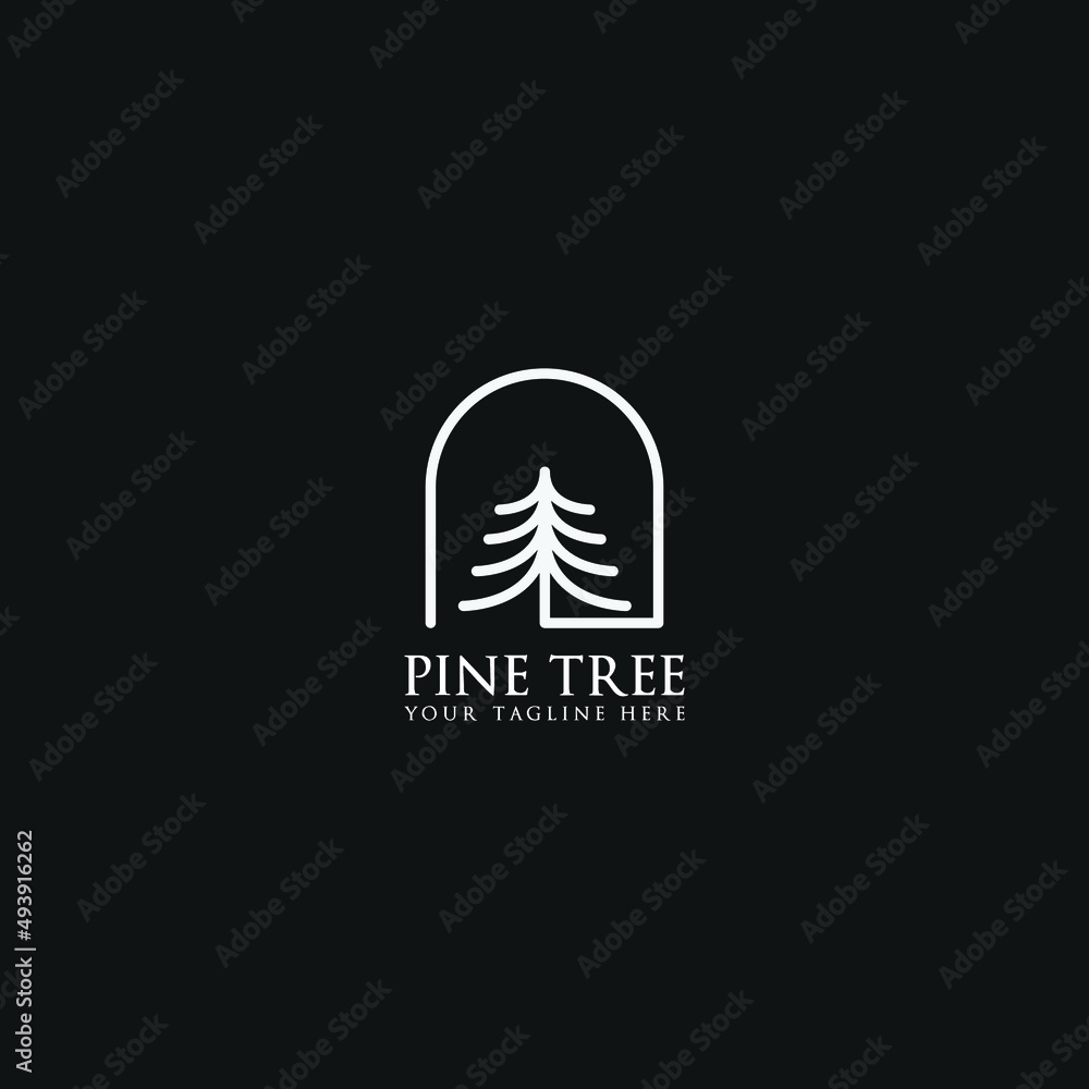 pine tree nature logo vector vintage symbol illustration design Stock ...