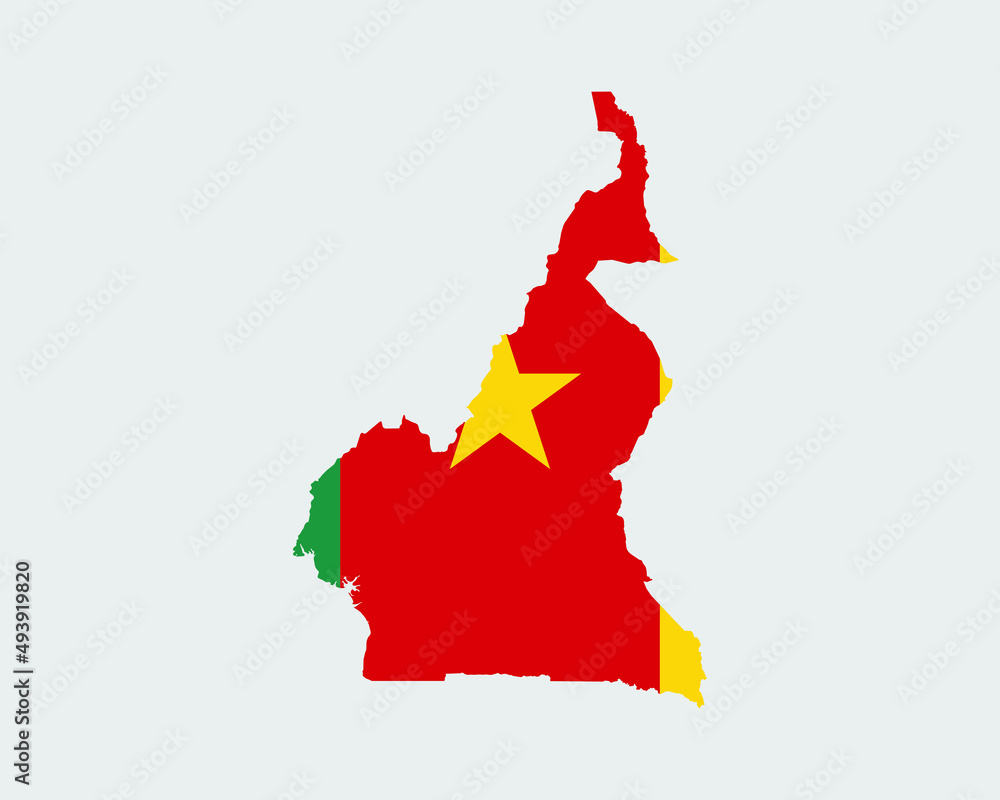 Cameroon Map Flag. Map of Cameroon with the Cameroonian country flag ...