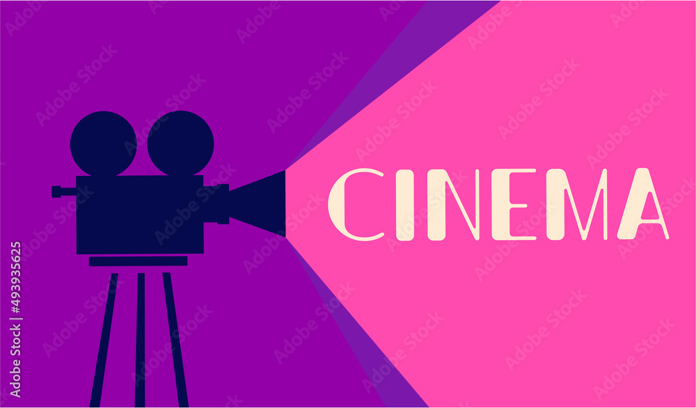 Cinema motion picture. Movie time poster. Cartoon vector illustration ...
