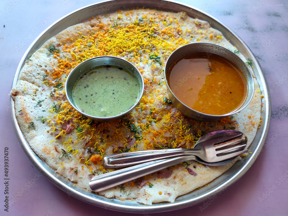 South Indian Food Uttapam or ooththappam or Uthappa is a dosa-like dish ...