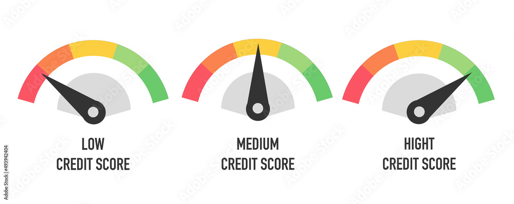 Credit score hight, medium and low concept isolated on white. Vector ...