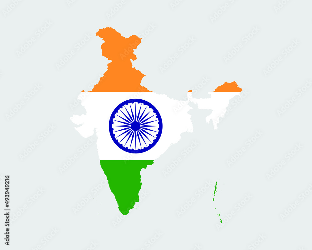 India Map Flag. Map of the Republic of India with the Indian country ...