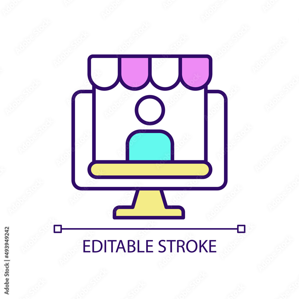 Opening internet store RGB color icon. Promoting business online ...