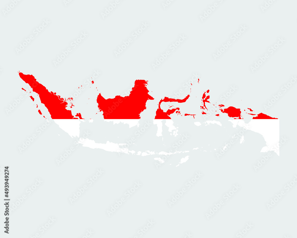 Indonesia Map Flag. Map of the Republic of Indonesia with the ...