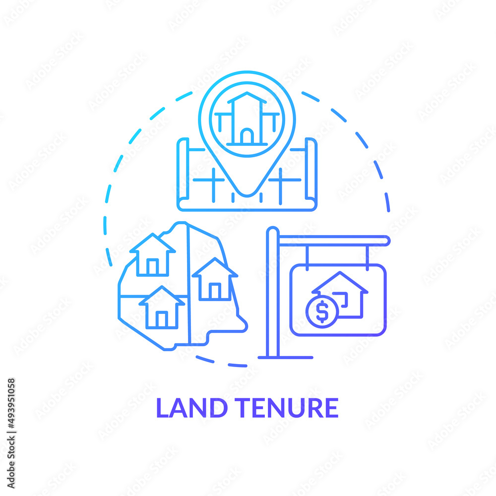 Land tenure blue gradient concept icon. Land management system abstract ...