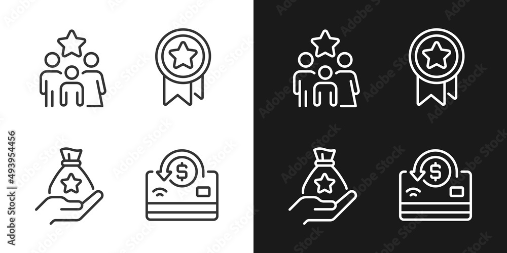 Cash awards pixel perfect linear icons set for dark, light mode ...