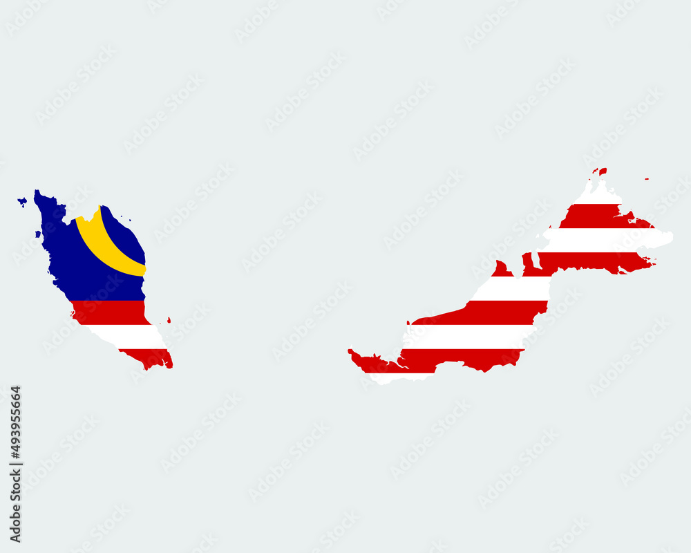 Malaysia Map Flag. Map of Malaysia with the Malaysian country banner ...