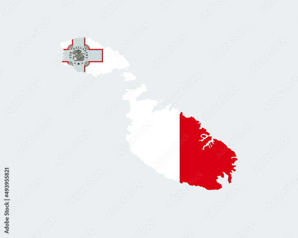 Malta Map Flag. Map of the Republic of Malta with the Maltese country ...
