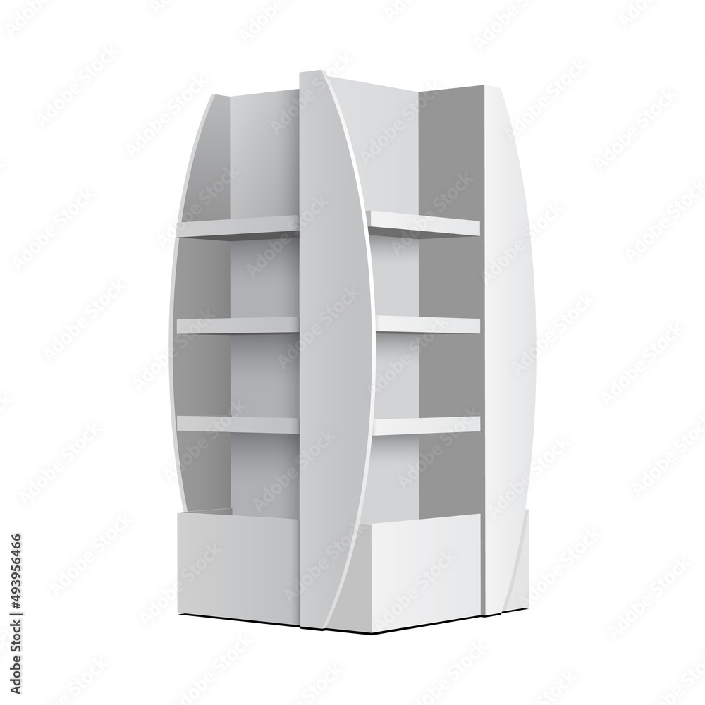 Mockup Cardboard Retail Shelves Floor Display Rack For Supermarket ...