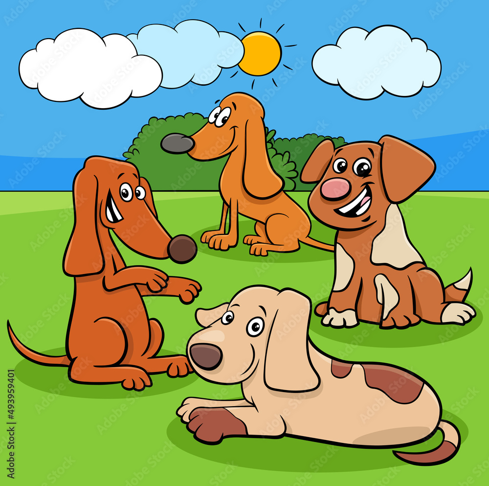 cartoon dogs and puppies funny characters group Stock Vector | Adobe Stock