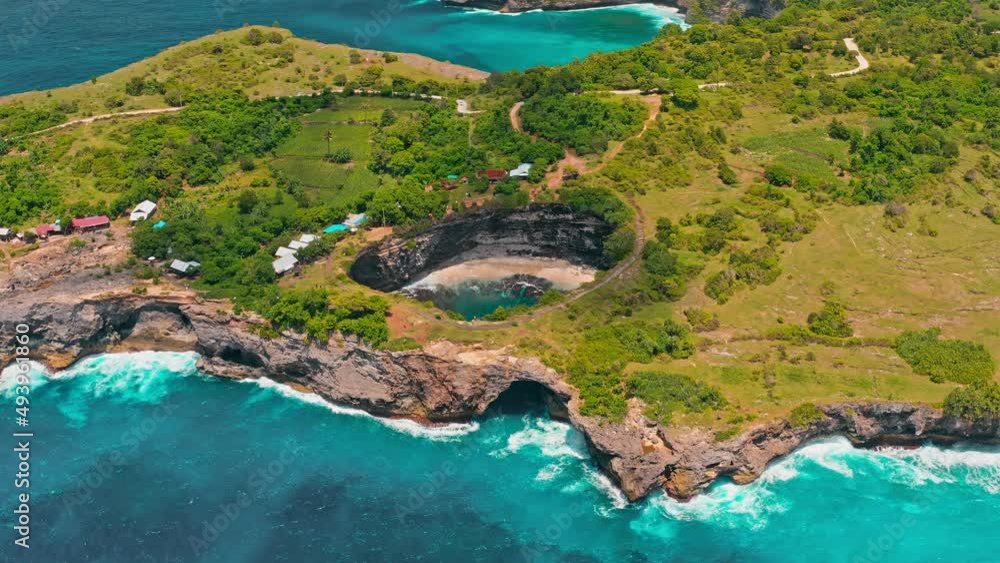 Beautiful Bali destination, scenery natural pool in form crater with a ...