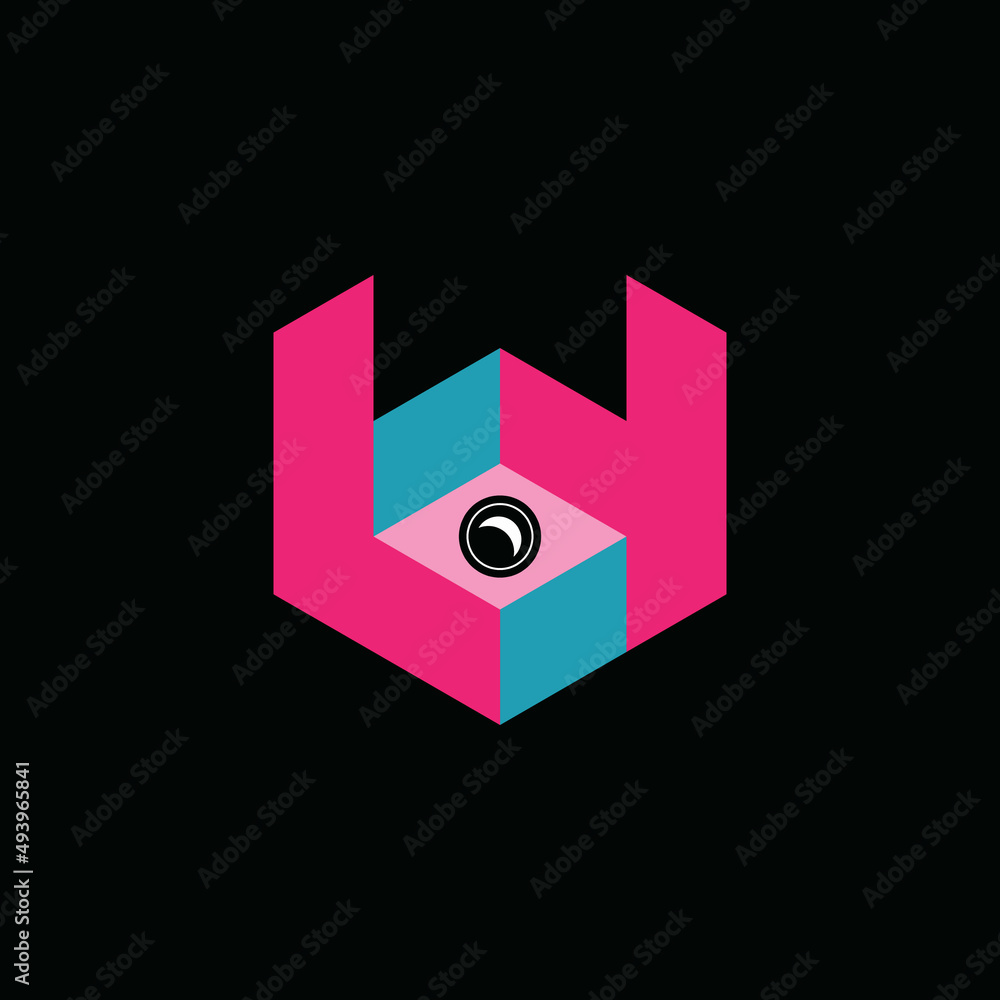 CCTV robot logo with one eye camera. Simple robot face illustration ...