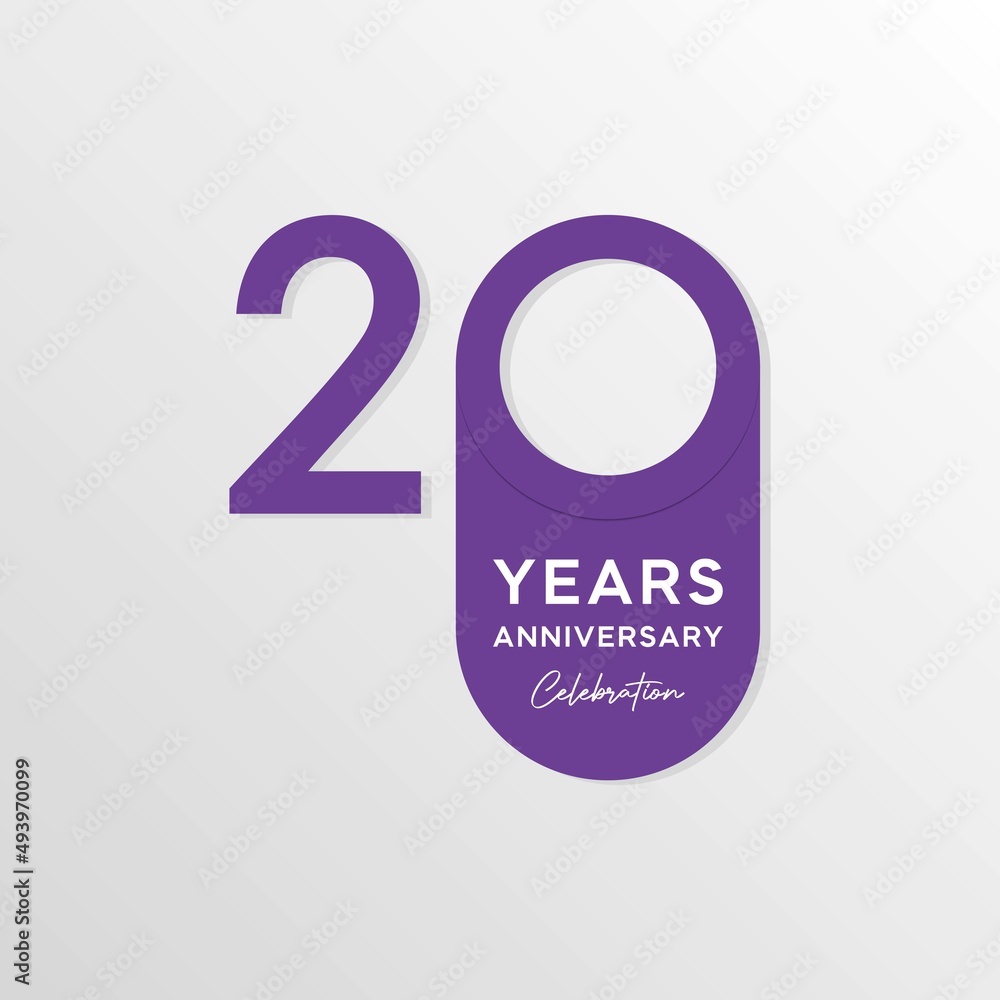 20th anniversary logo. Anniversary celebration logo design with purple ...