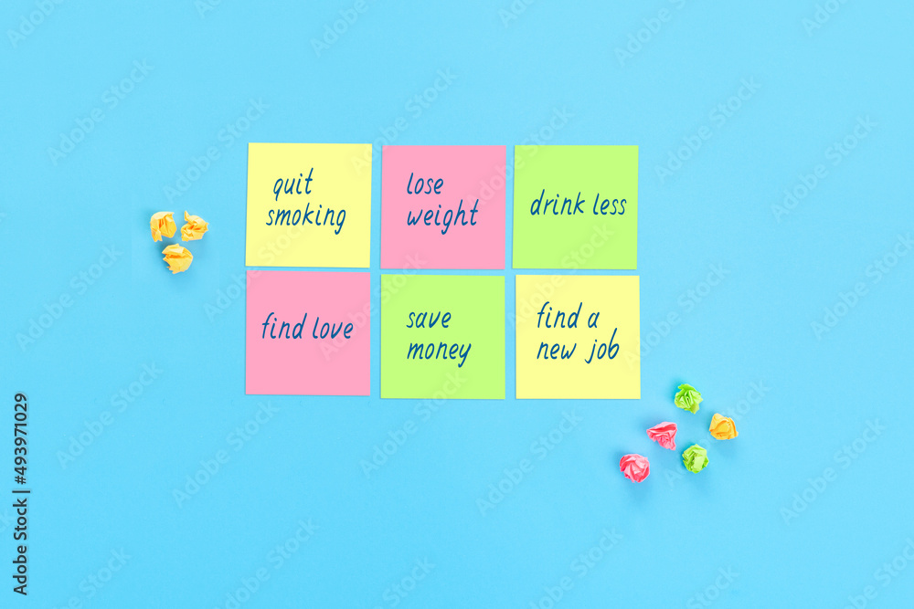 Sticky notes with handwritten motivational statements Stock Photo ...