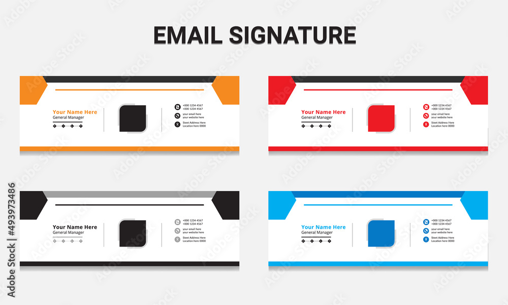 Modern and abstract layout email signature with an author photo place ...