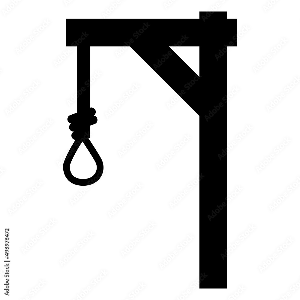 gallows glyph on white background. hang and knot sign. rope symbol ...