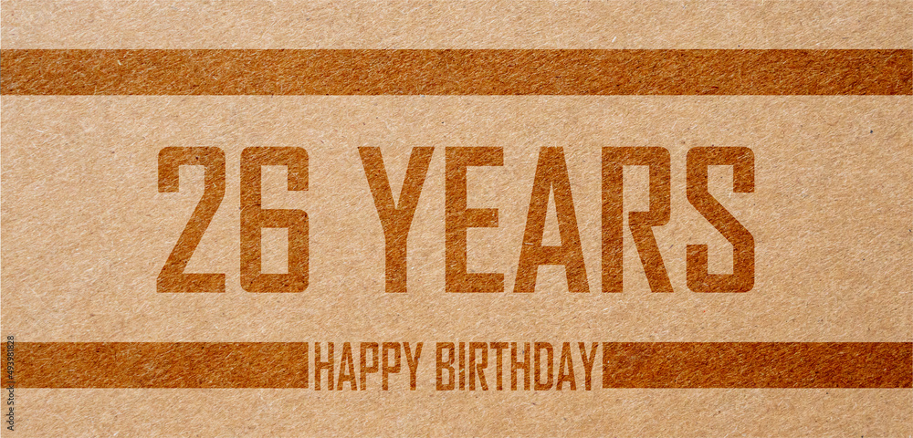 26 Years Greetings, brown birthday card,Happy Birthday Card design ...