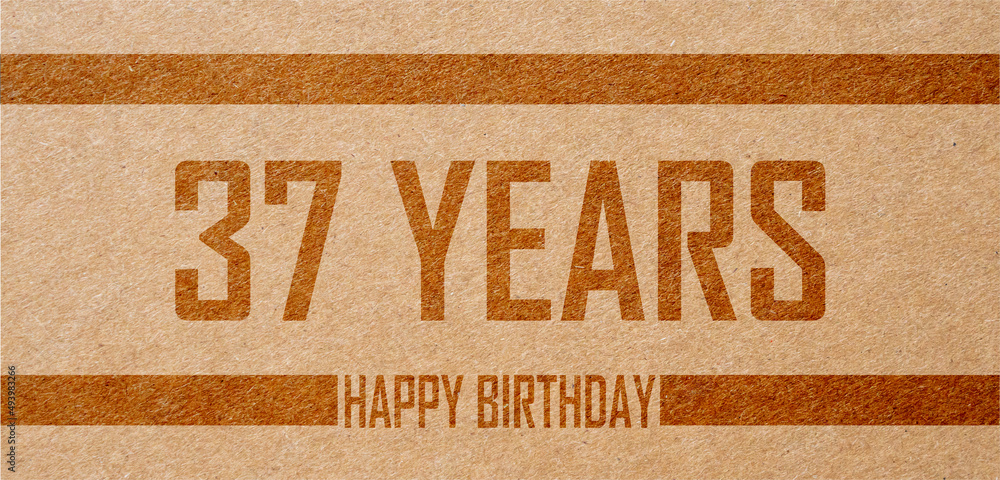 37 Years Greetings, brown birthday card,Happy Birthday Card design ...