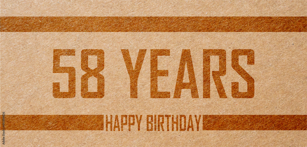58 Years Greetings, brown birthday card,Happy Birthday Card design ...