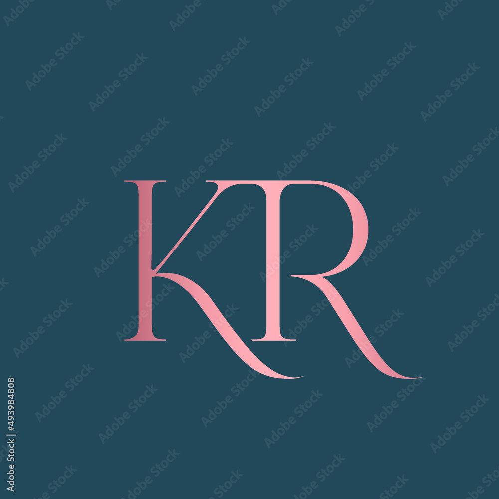 KR monogram logo.Typographic signature icon.Letter r and letter k ...
