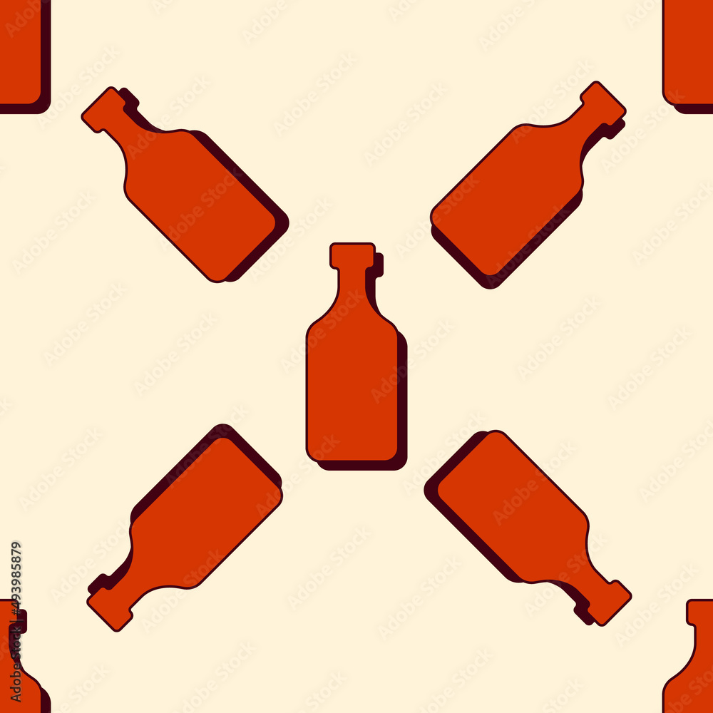 Rum bottles seamless pattern. Line art style. Outline image. Color ...