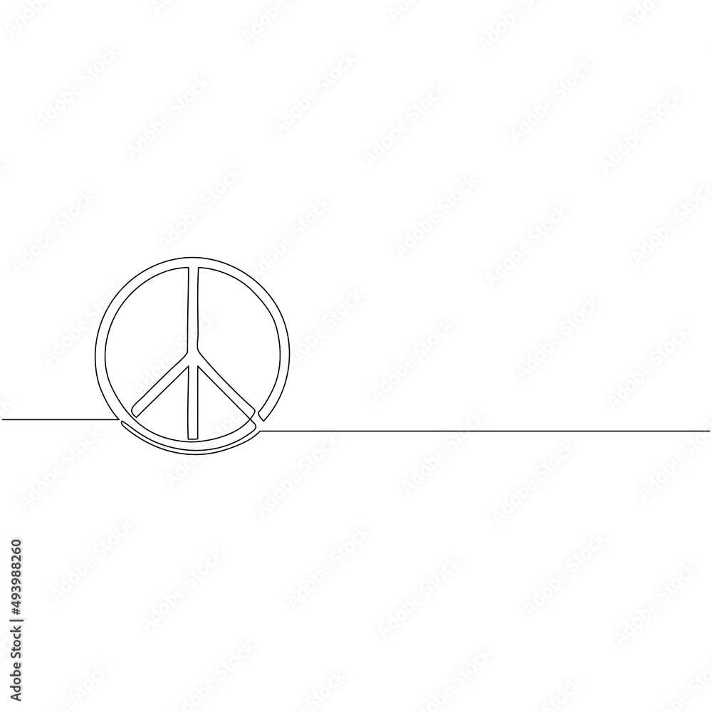Vetor de Peace sign - continuous one line drawing. Minimalistic line ...