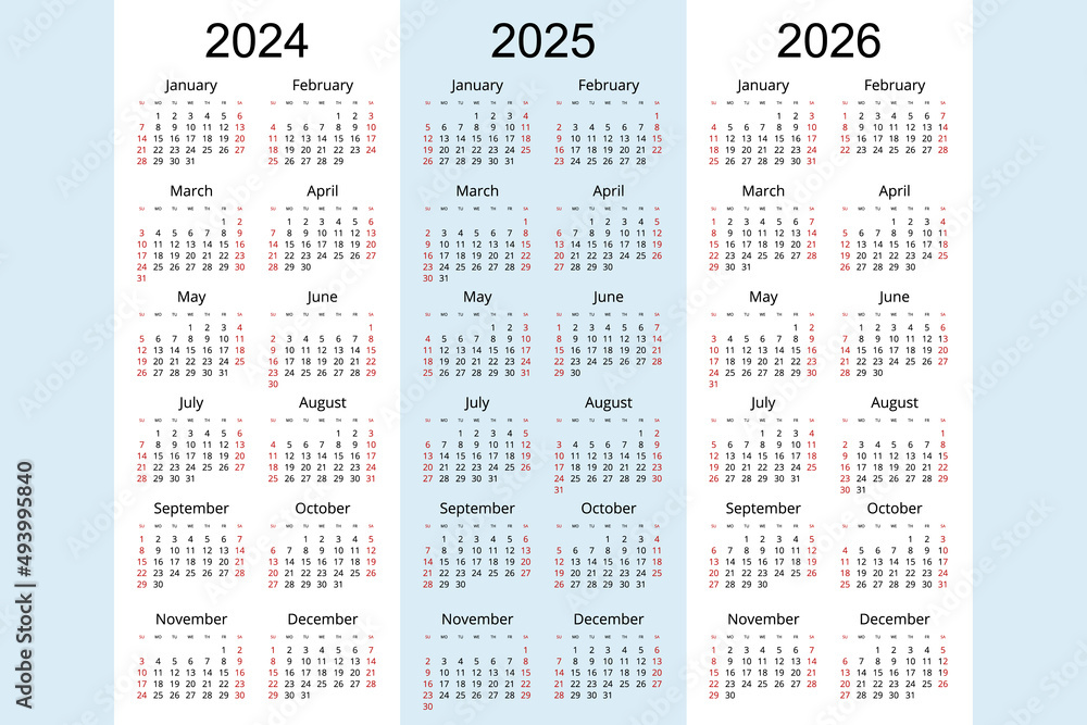 Calendar planner 2024, 2025, 2026, Corporate design planner template ...