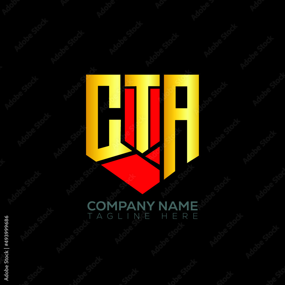 CTA letter logo design on black background.CTA creative initials letter ...