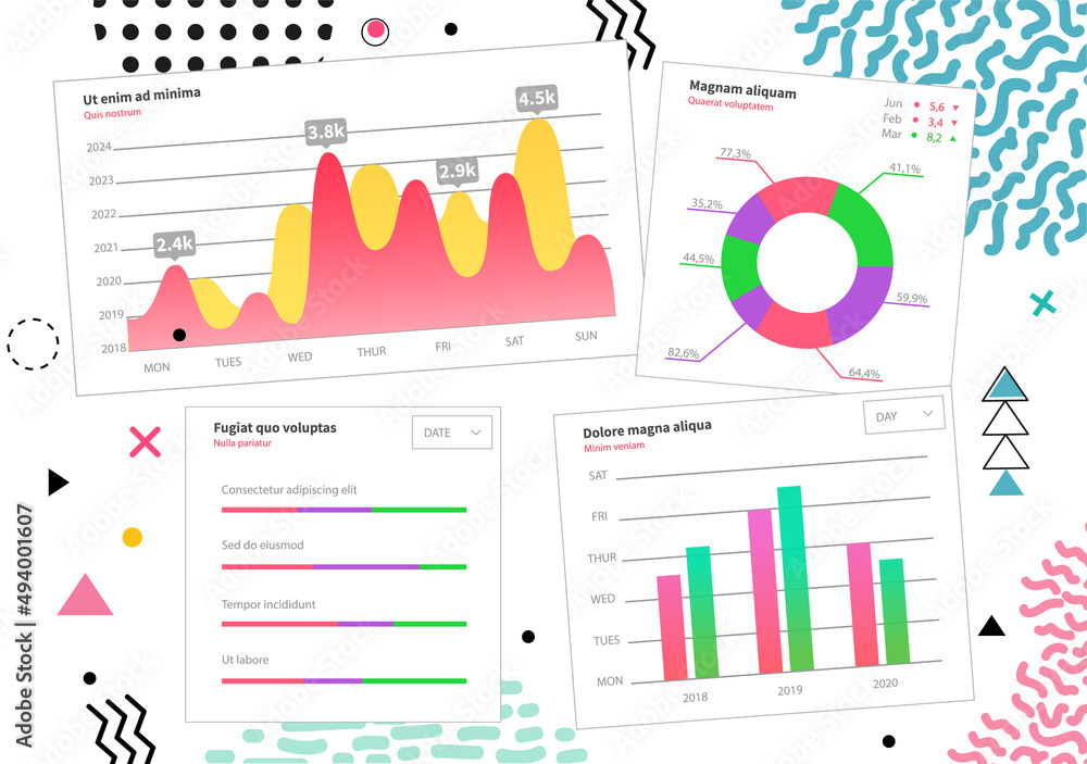 Infographic chart vector template. Annual statistics curve graph design ...