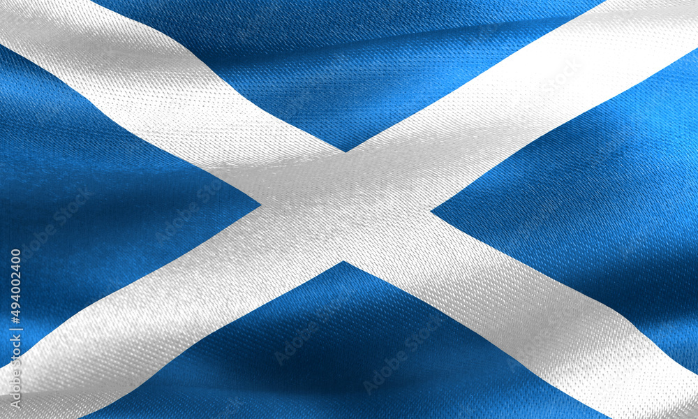 Realistic 3D render of waving Scotland flag with fabric texture - great ...