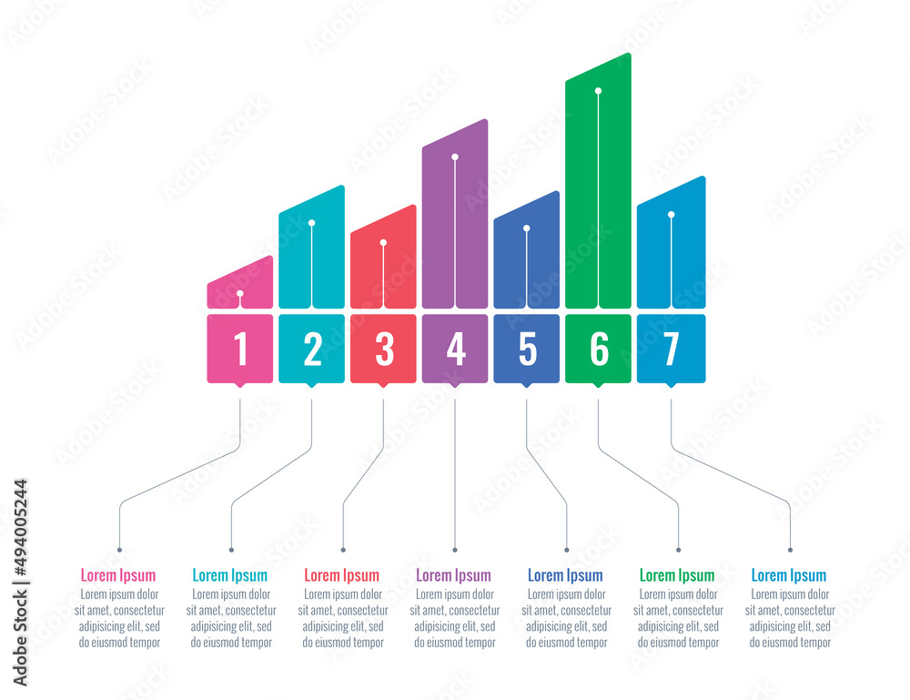 vertical bar infographic template. seven steps informational template ...