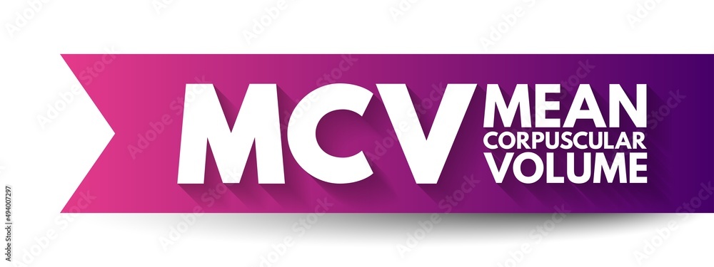 MCV Mean Corpuscular Volume - measure of the average volume of a red blood corpuscle, acronym ...