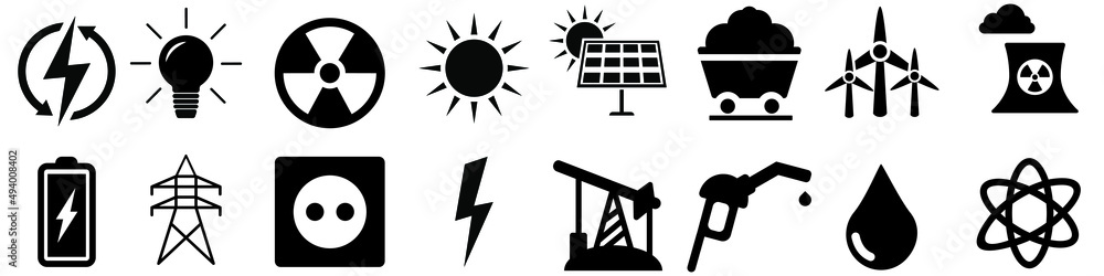 Energy icons vector set. power illustration sign collection. electrical ...