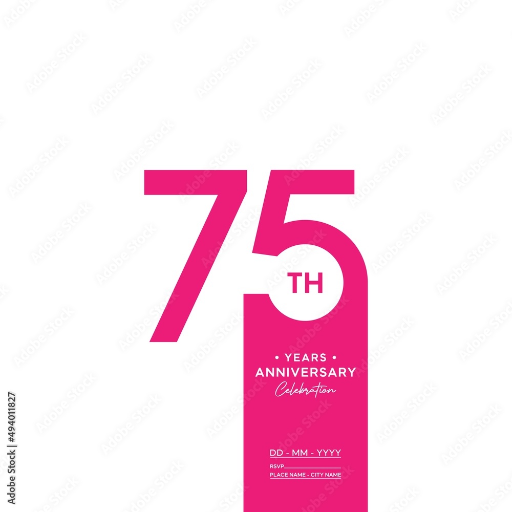 75th anniversary logo. Anniversary celebration logo design with pink ...