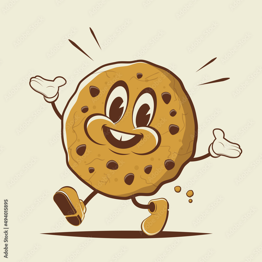 funny retro cartoon illustration of a cookie Stock Vector | Adobe Stock