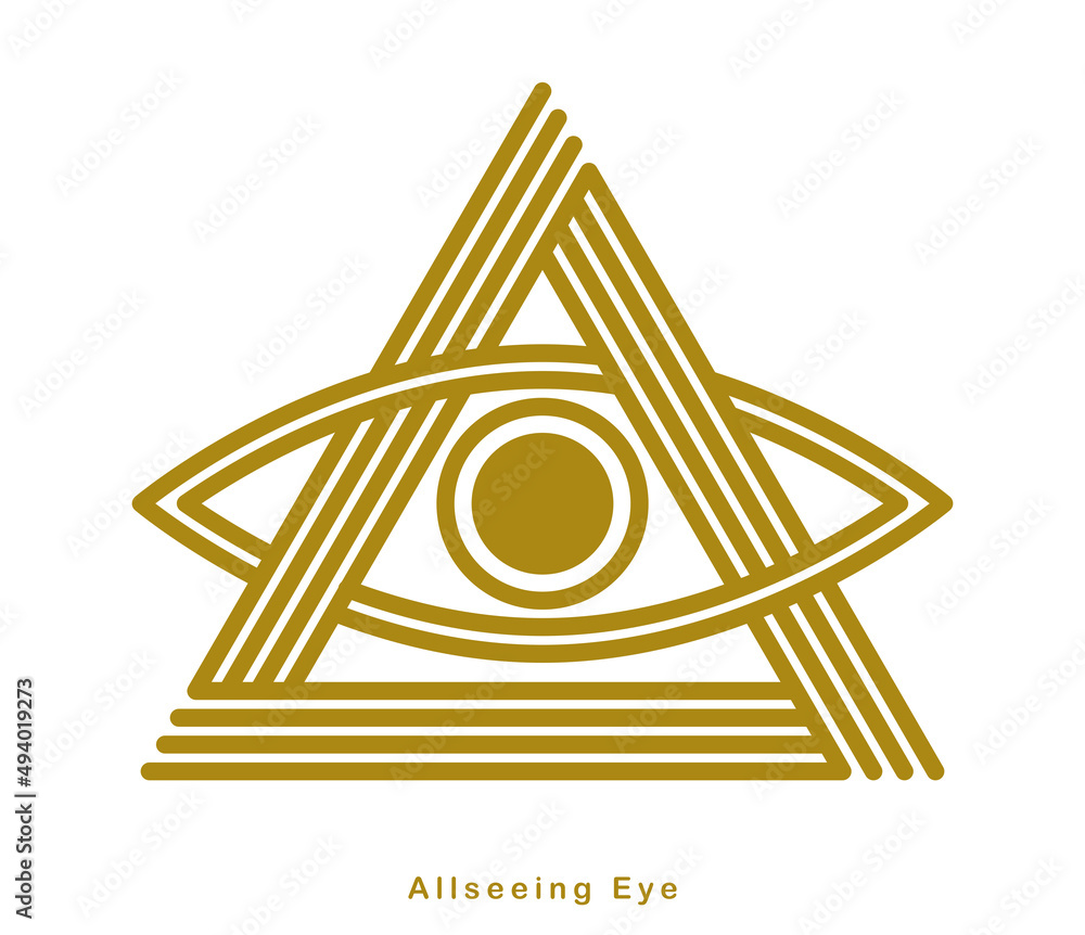 All seeing eye in triangle pyramid vector ancient symbol in modern ...