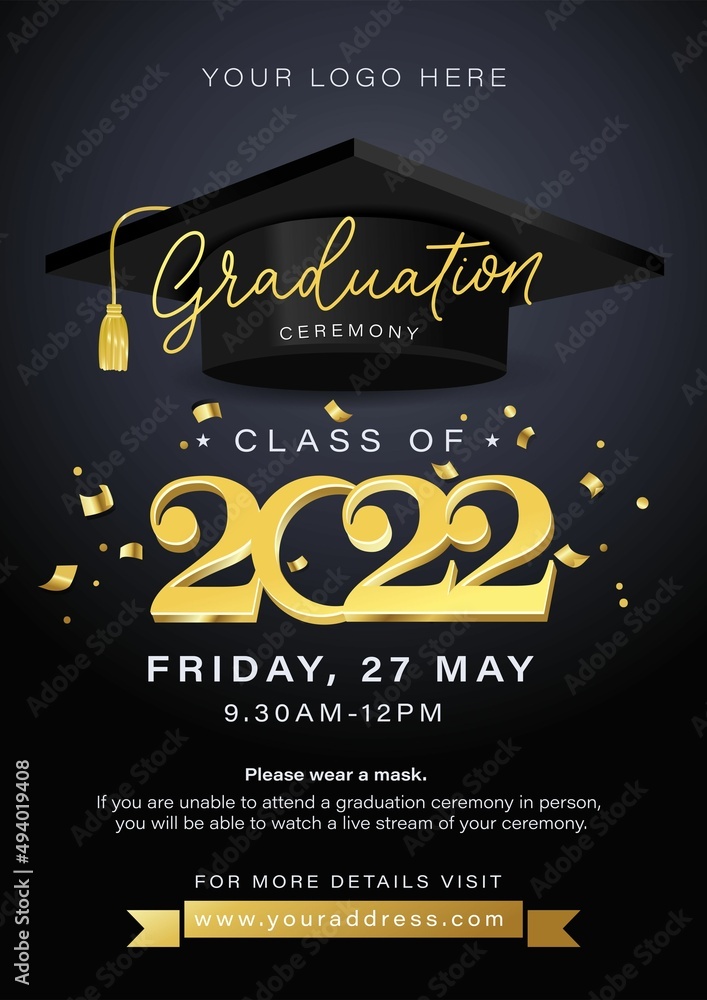 Graduation poster concept with university or high school cap.Class of ...