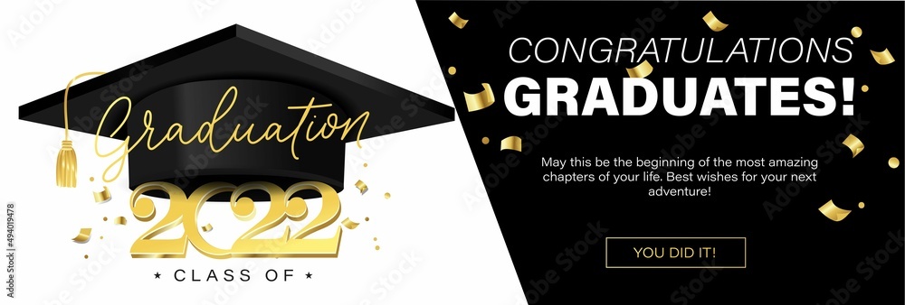 Congratulations graduates banner concept. Class of 2022. Graduation ...
