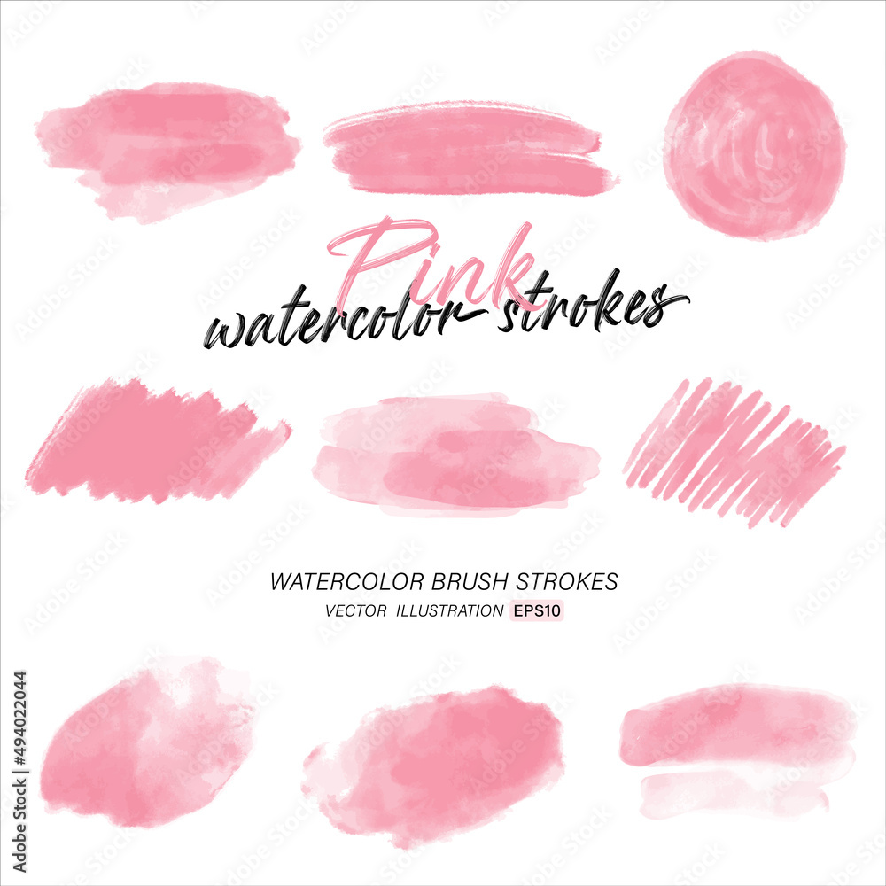 Pink watercolor splash and brush stroke clipart collection for ...