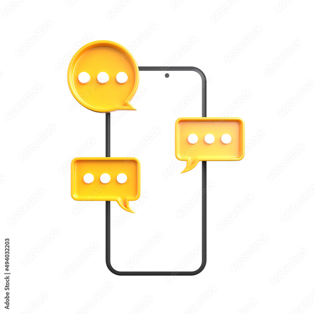 Chat bubbles and smartphone isolated on a white background. Speech ...