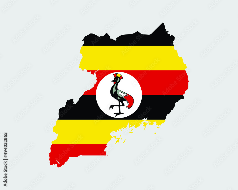 Uganda Flag Map. Map of the Republic of Uganda with the Ugandan country ...