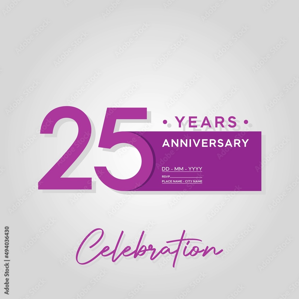 25th anniversary logo. Anniversary celebration logo design with purple ...