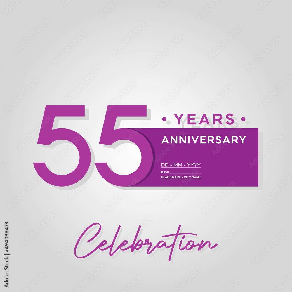 55th anniversary logo. Anniversary celebration logo design with purple ...