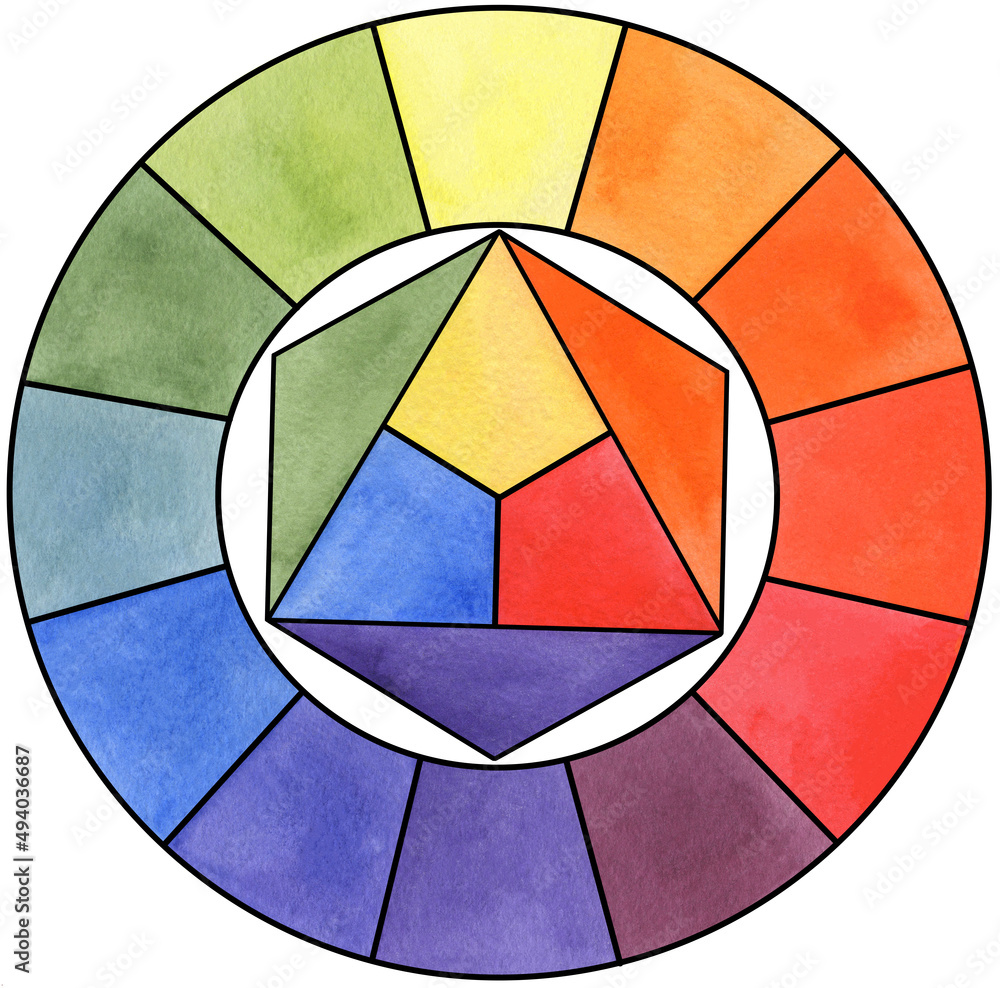 Watercolor Color Wheel. Hand drawn watercolor spectrum Stock ...