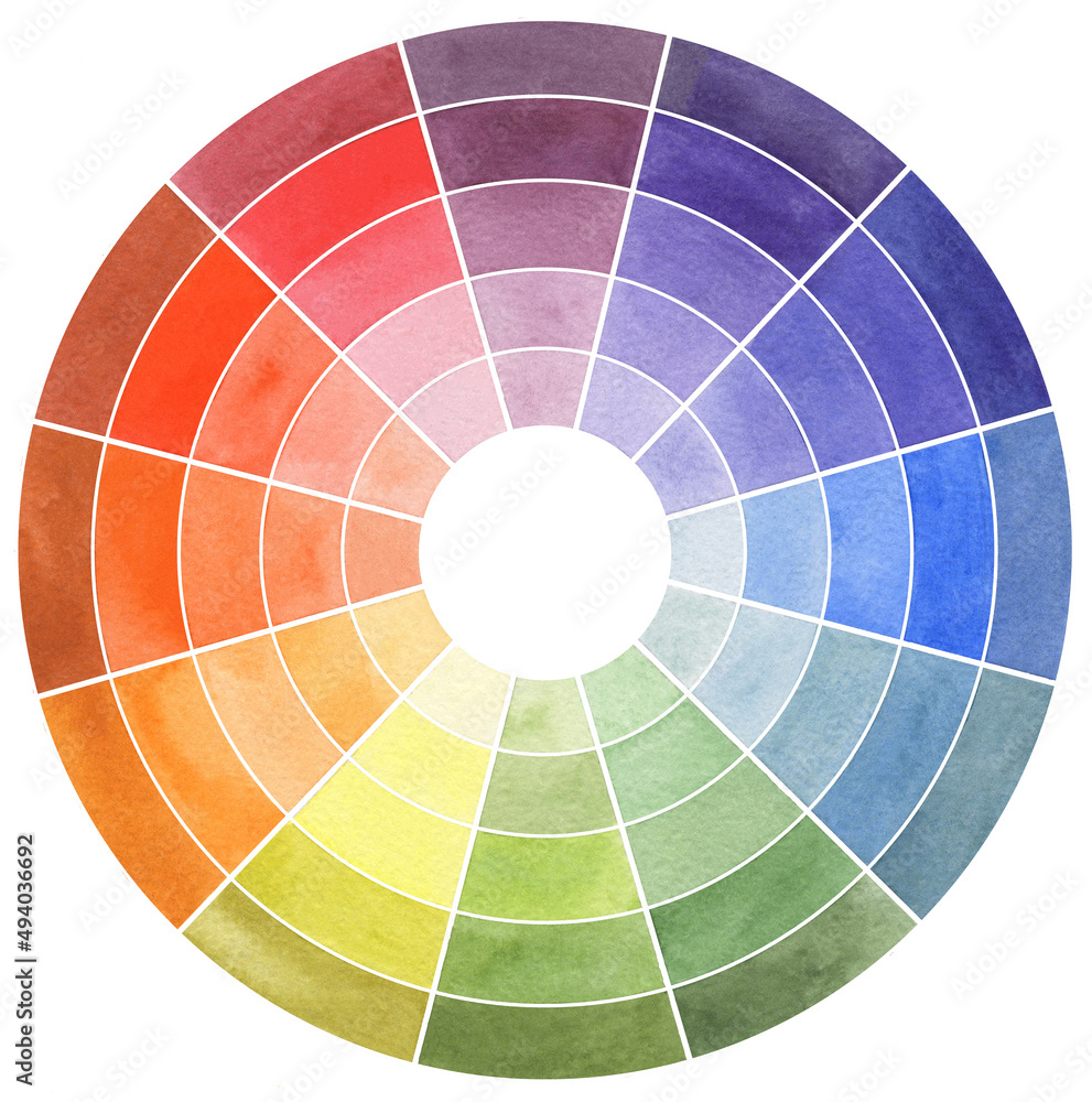 Watercolor Color Wheel. Hand drawn watercolor spectrum Stock ...