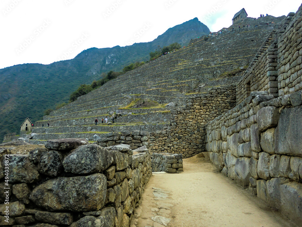 The terraces or platforms structures of the Inca Empire in Machu Picchu ...